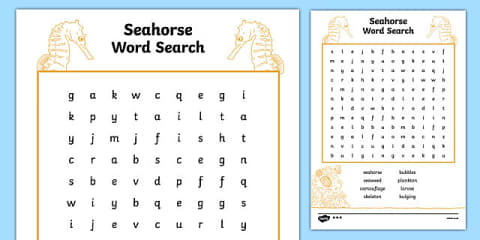Parts of a Seahorse Labelling Worksheets