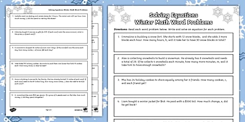 Sixth Grade Solving Single Variable Equations Word Problems