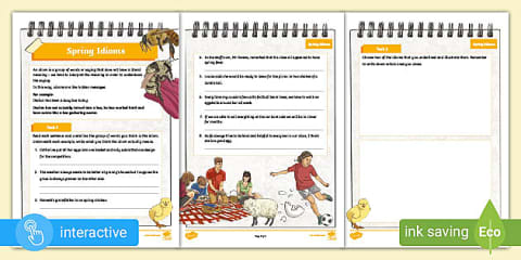 Spring Idioms Worksheet for 3rd-5th Grade