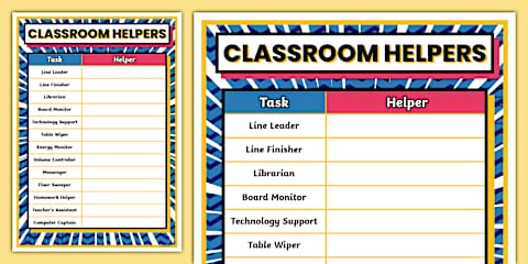 Retro-Themed Classroom Jobs Display Poster