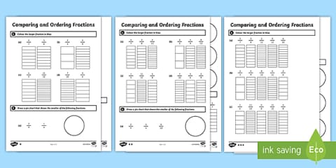 Comparing and Ordering Fractions Activity Pack
