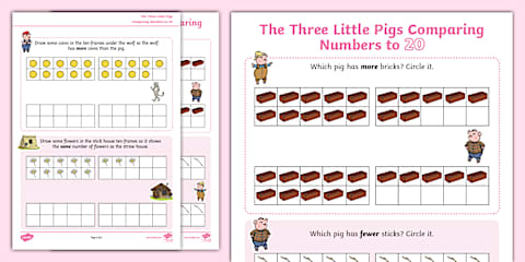 The Three Little Pigs Comparing Numbers to 10 Activity