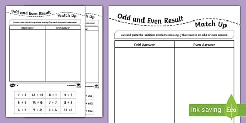 Odd and Even Numbers Rule Worksheet