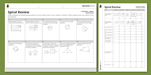 GCSE Higher Geometry Spiral Review A