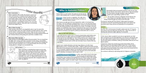 Water Conservation Differentiated Reading Comprehension