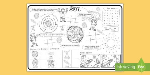 Sun Facts PowerPoint and Worksheets
