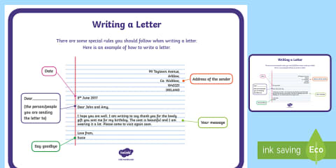 KS1 Letter Writing: Informal Model/Example Text