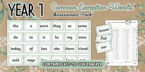 Wildflower Botanical Themed Year 1 Common Exception Words Flashcards