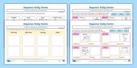 Sequencing Events in Chronological Order Maths Activity Sheets