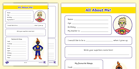 All About Me Selfie Writing Worksheet