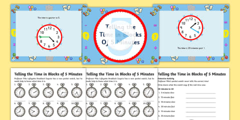 Telling the Time in Five-Minute Intervals PowerPoint