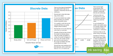 KS2 Maths Statistics: Discrete or Continuous? Data Sorting Activity Sheet