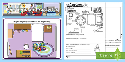 Bedroom Labeling Cut and Paste Worksheet
