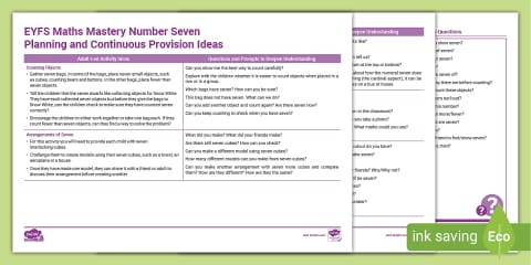 EYFS Maths Mastery Verbal Counting Planning and Continuous Provision Ideas