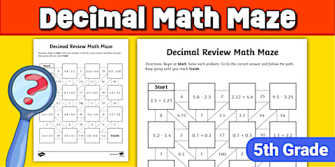 Fifth Grade Plot, Order, and Compare Decimals to the Thousandths Worksheet
