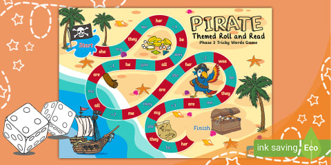 Superhero Roll and Read Phase 2 Tricky Words Game
