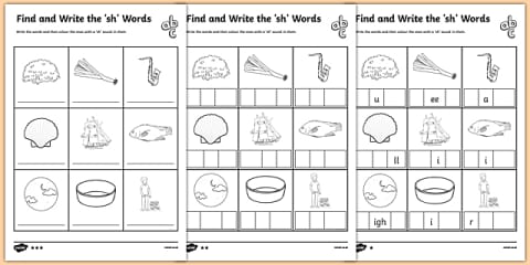 sh- Words: Digraph Recognition Worksheet for PreK-K