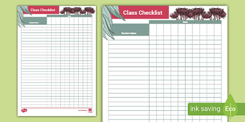 Teacher Planner Class Checklist