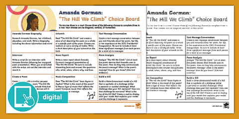 Fifth Grade Amanda Gorman Poetry Analysis Worksheet