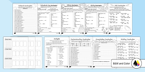 Winter Analogies Worksheet for 6th-8th Grade