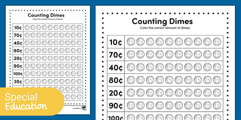 Counting Quarters Worksheet for Special Education