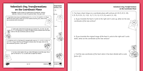 Eighth Grade Valentine's Day Transformations on the Coordinate Plane ...