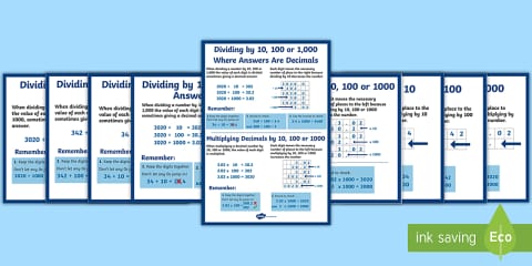 Multiplying and Dividing Decimals by 10, 100, and 1000 Worksheet for ...