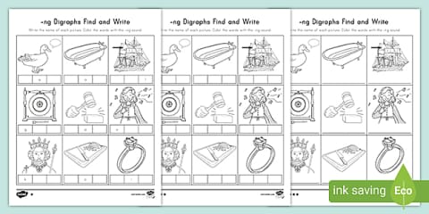 'ng' Cut and Stick Activity Sheet