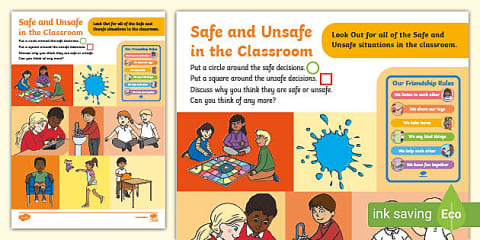 Spot the Difference in the Safe and Unsafe Situations in the Classroom