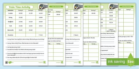 Read and Interpret Timetables Differentiated Maths Worksheets