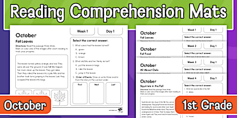 First Grade April Daily Reading Comprehension Mats