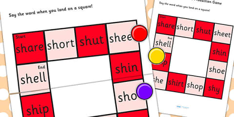 Vowel and Final 'Sh' Sound Board Game