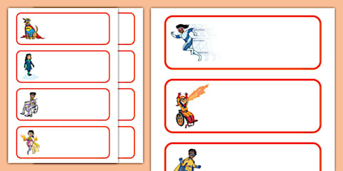 Star Superhero Themed Resource Labels