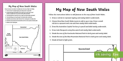 My Map of Queensland Worksheet