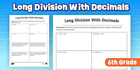 Sixth Grade Long Division Review Activity