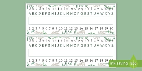 Botanical Themed Cursive Alphabet Display Banner