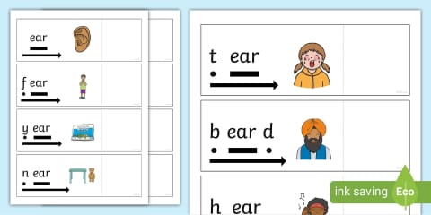 'ear' Sound Word Cards