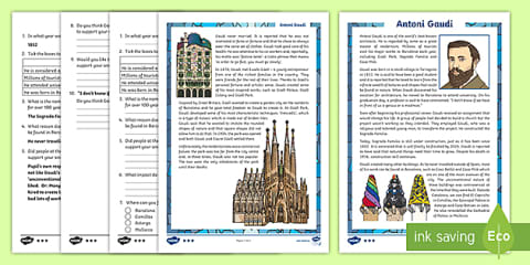 Architecture of Antoni Gaudi Activity Sheets