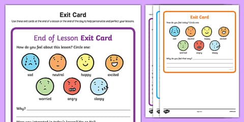 General Exit Tickets for K-2nd Grade