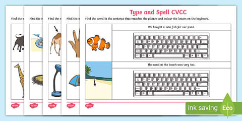 Fill in the Missing Keyboard Keys Worksheet for K-2nd Grade