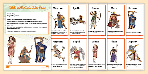 Roman Gods and Goddesses Top Cards Game