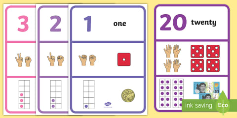 Visual Number Line with Ten-Frames Display Posters