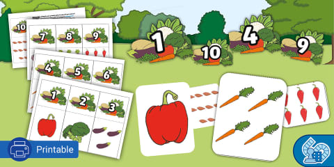 Fruit Number Matching Game - Counting to 10