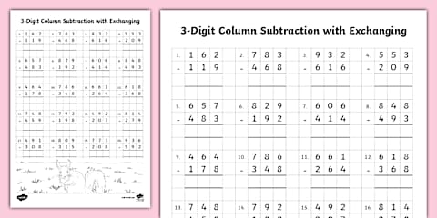 Spring-Themed 3-Digit Addition Beyond 1000 on Squared Paper
