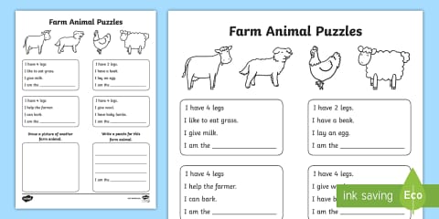농장에서 창의적 글쓰기 On the Farm Short Burst Writing Template