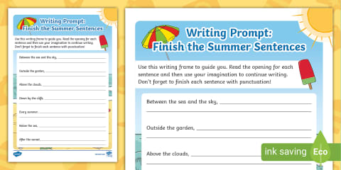My Summer Sentence Starters