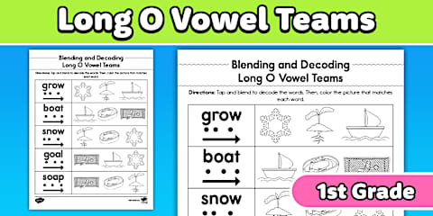 First Grade Long A Vowel Team Word Blending and Decoding Worksheet