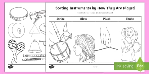 Instrument Families Sorting Cards Worksheet