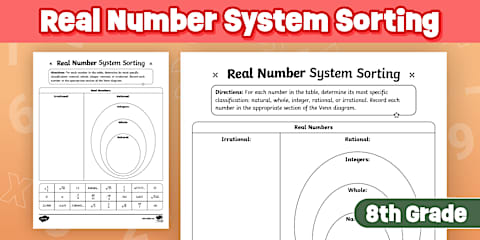 Eighth Grade Classifying Rational and Irrational Numbers Sorting Worksheet