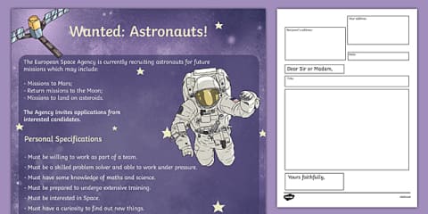 Astronaut Job Advert Writing Template